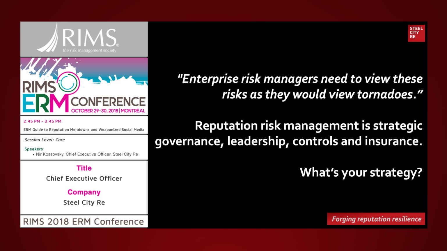 RIMS ERM 2018, ESG Insurance – Steel City Re